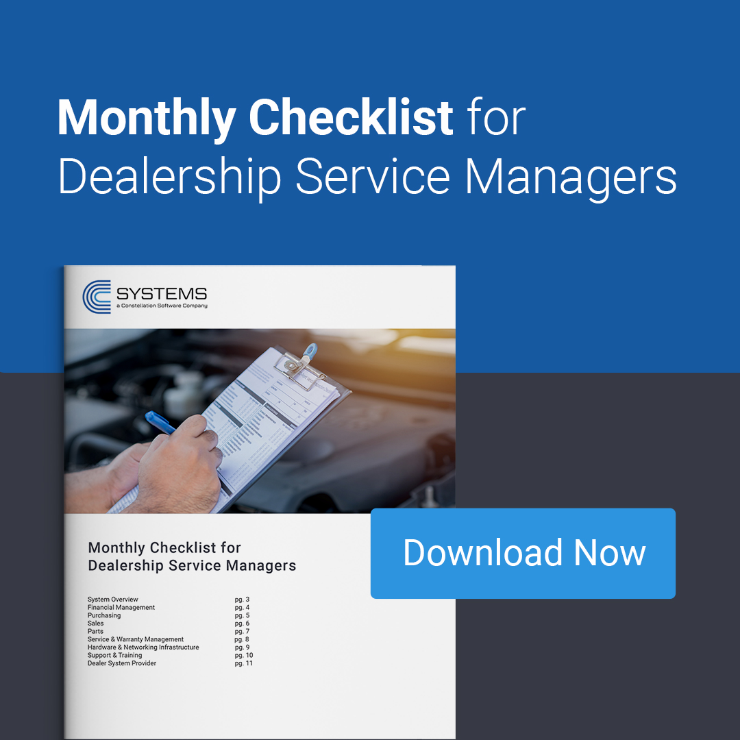 Checklist: Monthly Checklist for Dealership Service Managers - Guides - Resources - C-Systems ...
